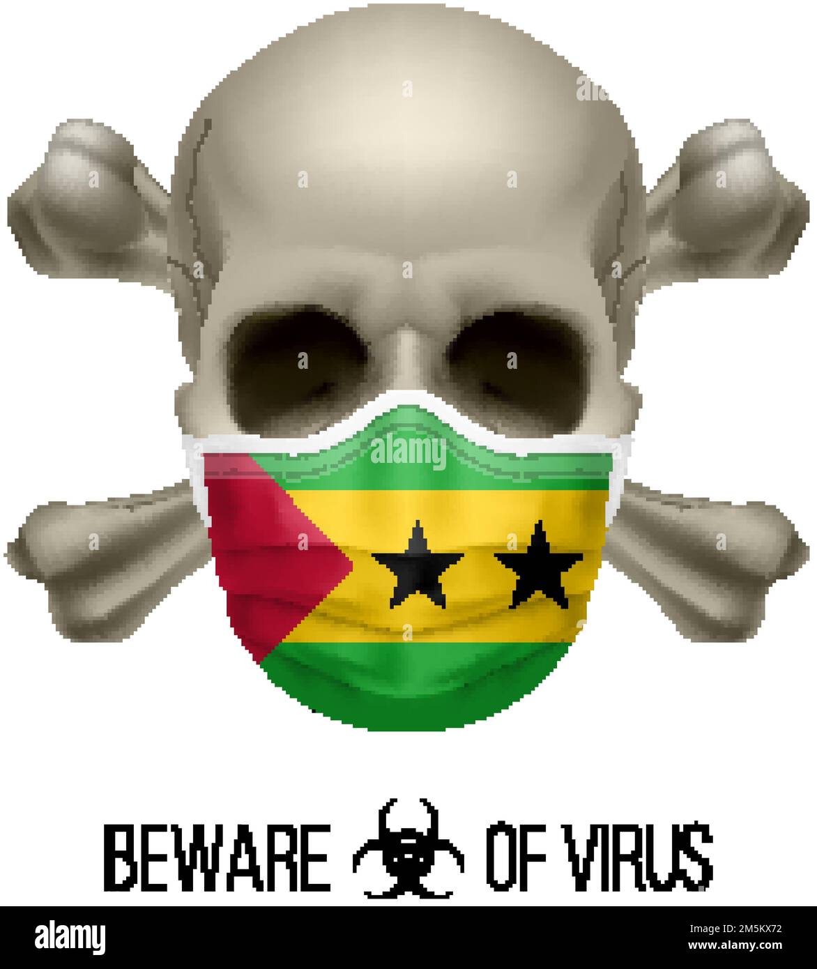 Human Skull with Crossbones and Surgical Mask in the Color of National ...