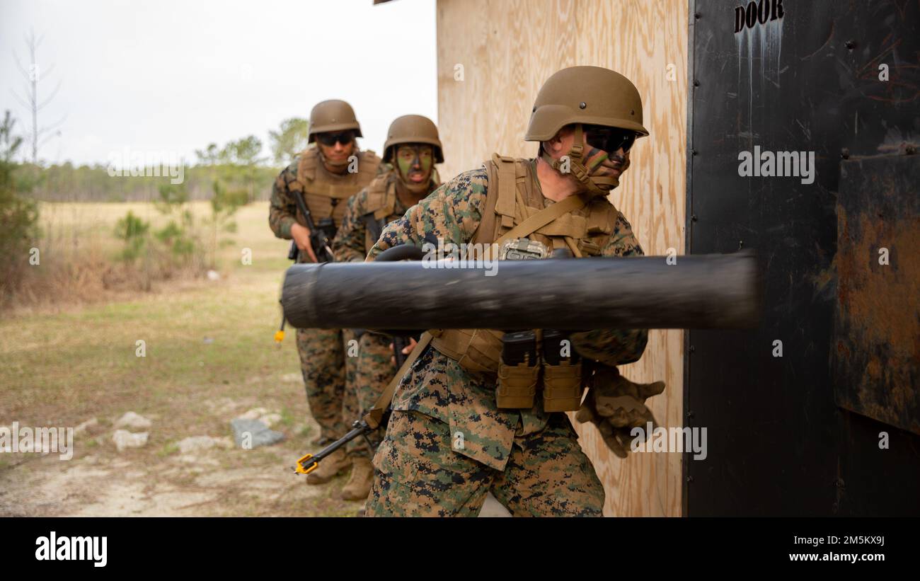 U.S. Marine Corps Pfc. Mathew Boling, a combat engineer student with ...