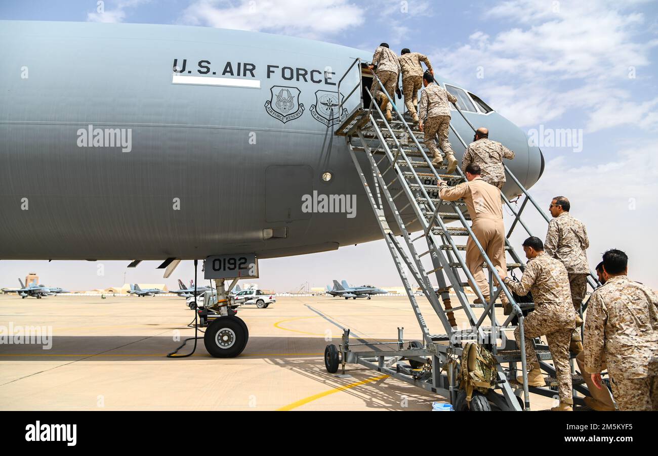 Members of the Royal Saudi Air Force receive a tour of a U.S. Air Force ...