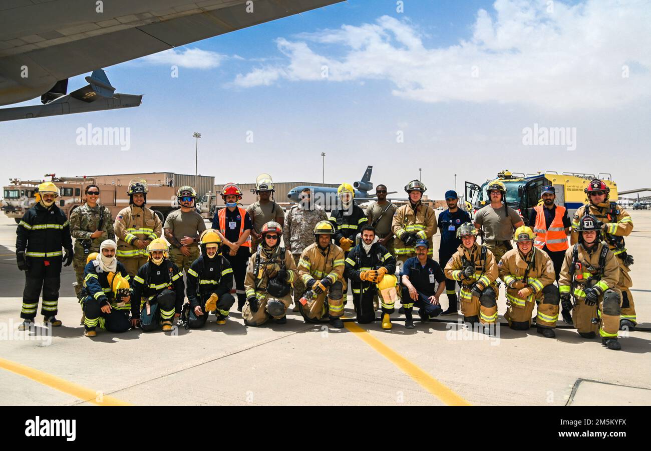 U.S. Air Force Firefighters from the 378th Air Expeditionary Wing Civil ...