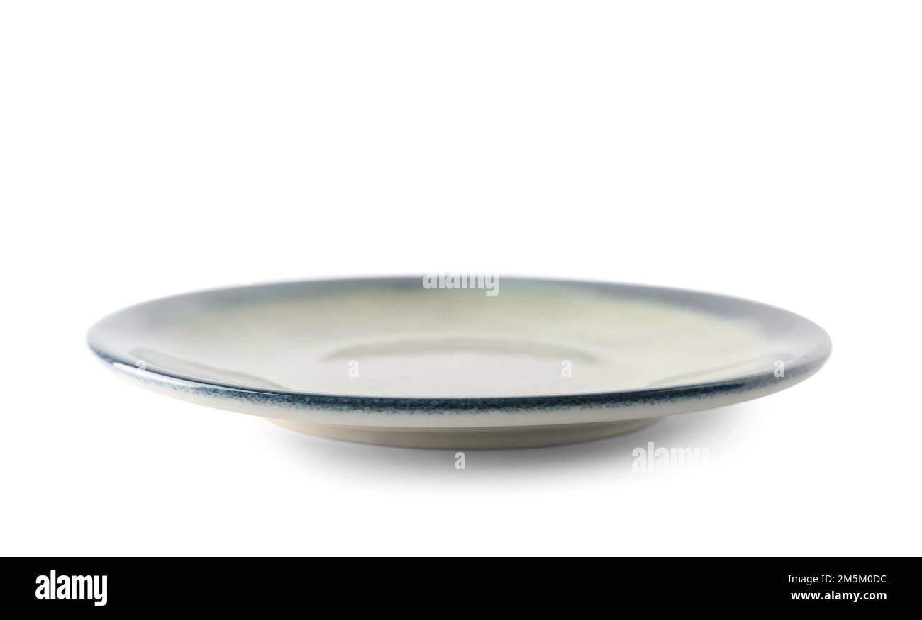 Round ceramic plate isolated on white background Stock Photo - Alamy