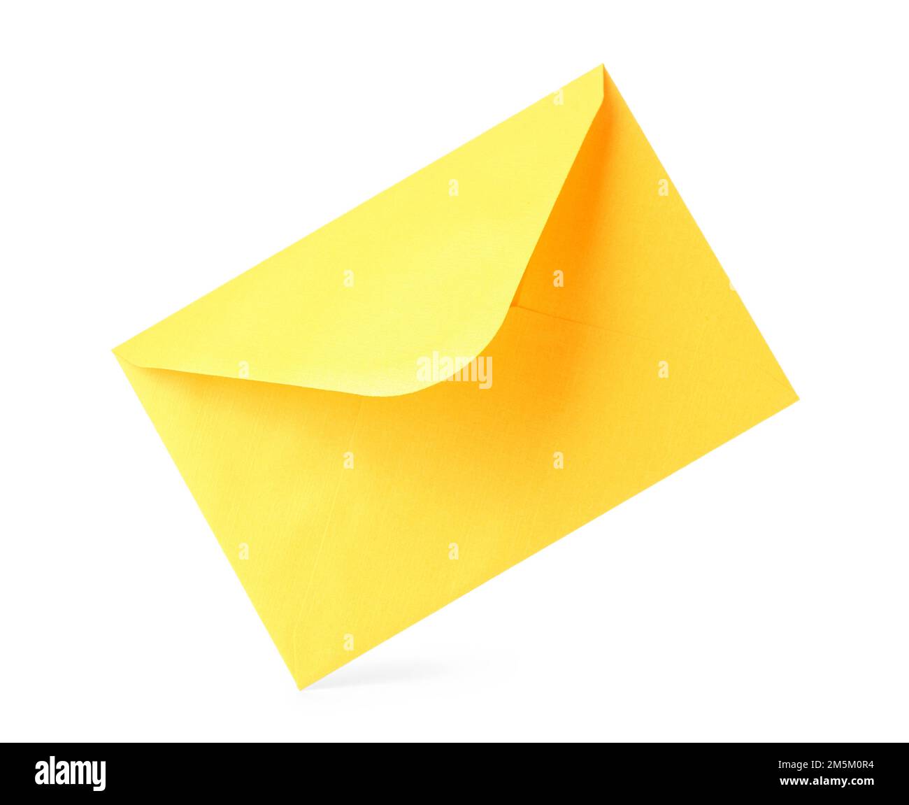 Yellow paper envelope on white background Stock Photo - Alamy
