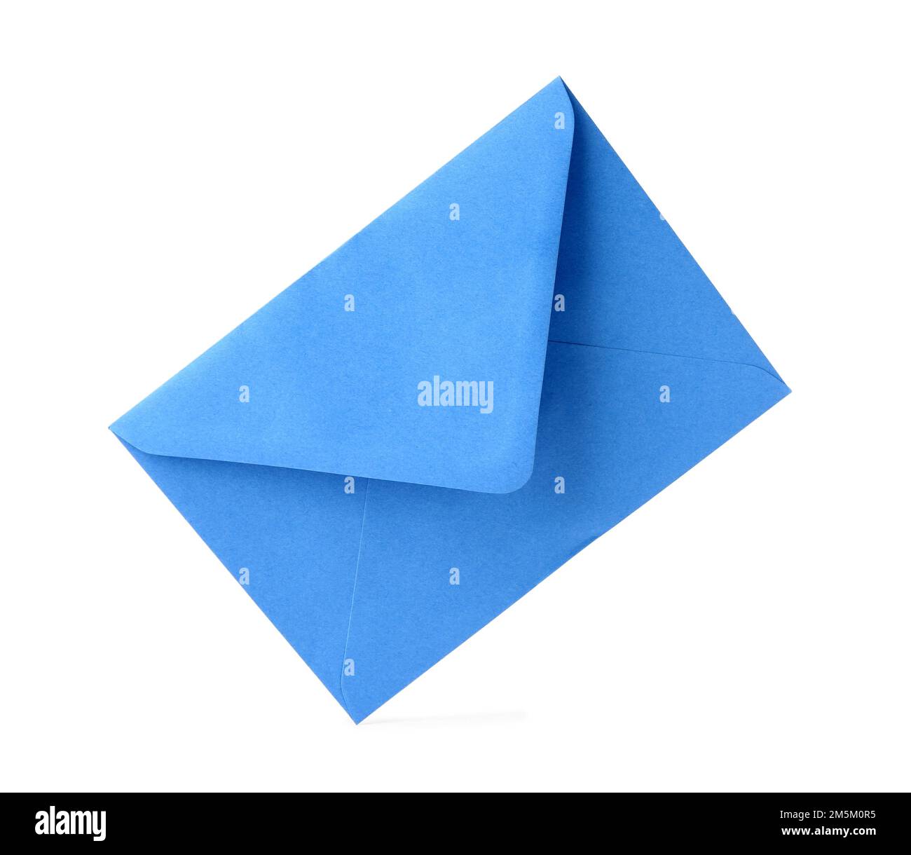 Blue paper envelope on white background Stock Photo - Alamy