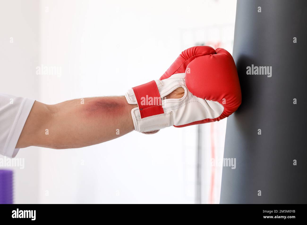 Male boxer with bruises on body training in gym Stock Photo - Alamy