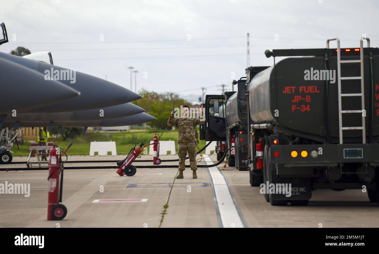 Staff Sgt. Aaron Dobizl, a deployed fuel systems operator assigned to ...