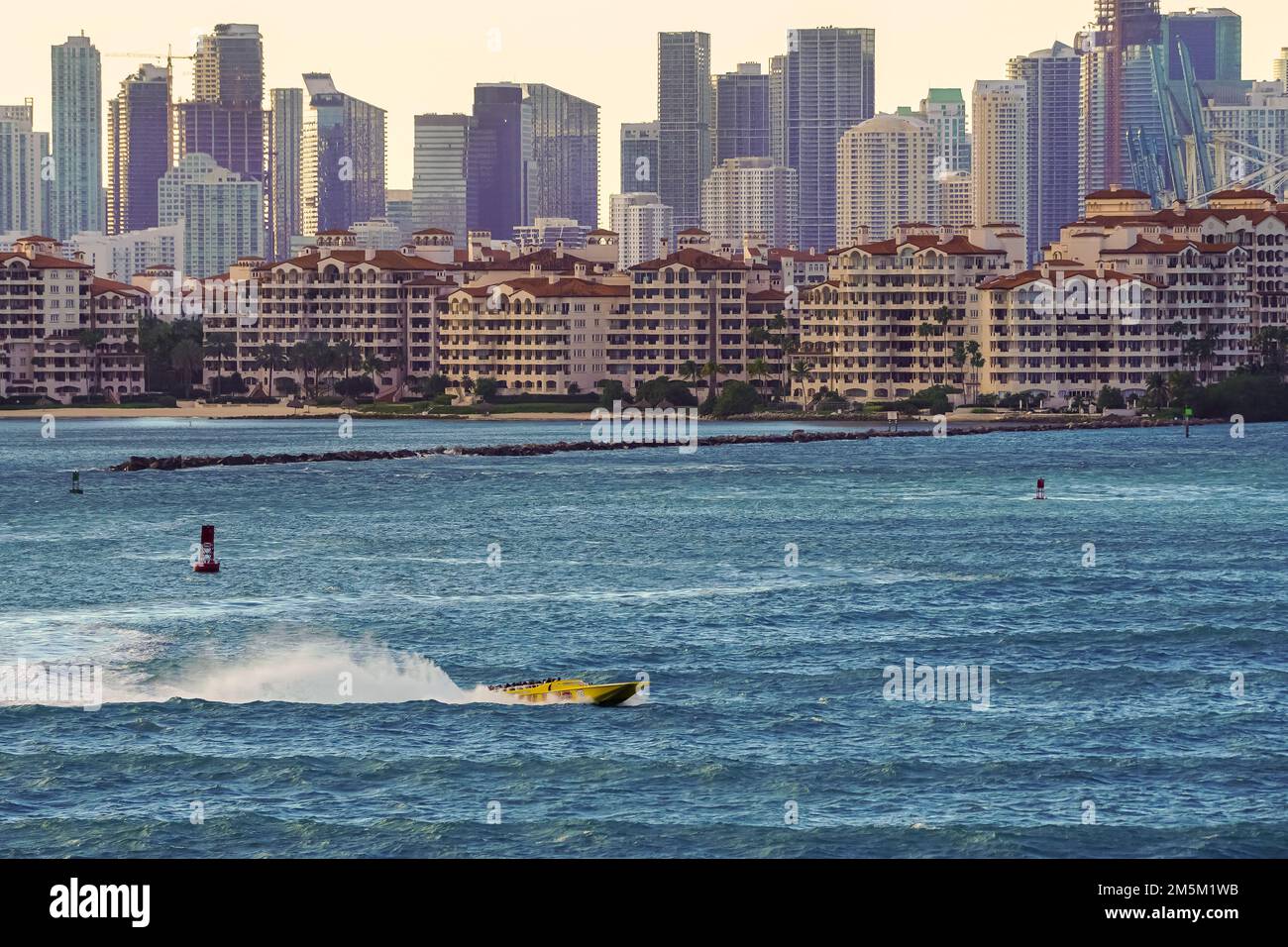 Miami, FL USA - 12 12 2022: View of the Guided speedboat tour of Miami ...