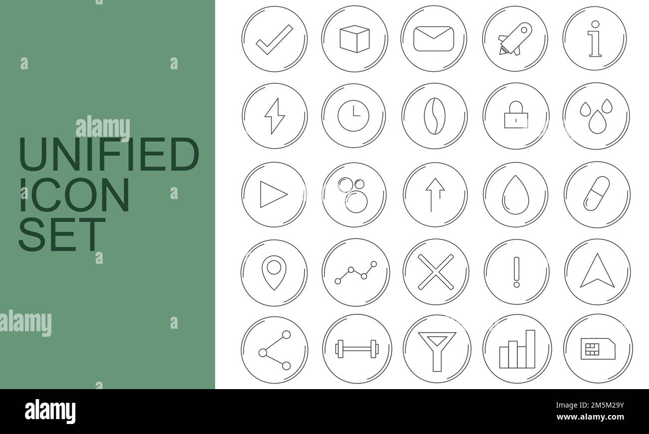 Different unified icon sets isolated on a white and green background ...