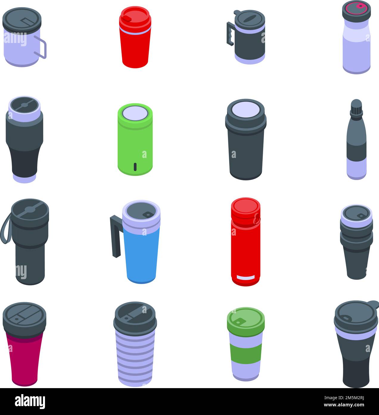 Thermo cup icons set. Isometric set of thermo cup vector icons for web ...