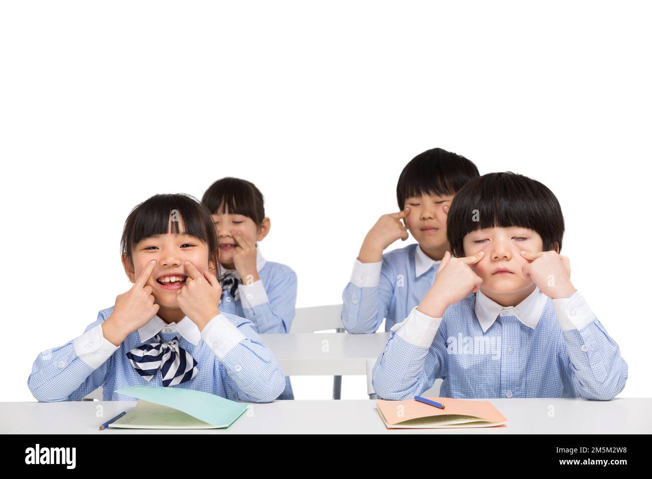 Primary school recess to do eye exercises Stock Photo - Alamy