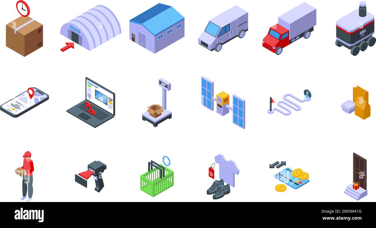 Ordering process icons set. Isometric set of ordering process vector ...