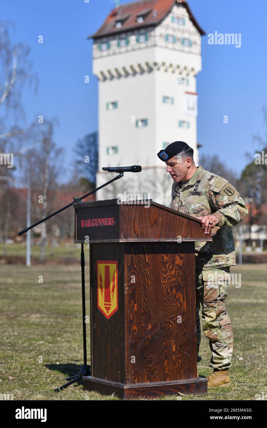 U.S. Army Command Sgt. Maj. Kristian Castro, the incoming 41st Field ...