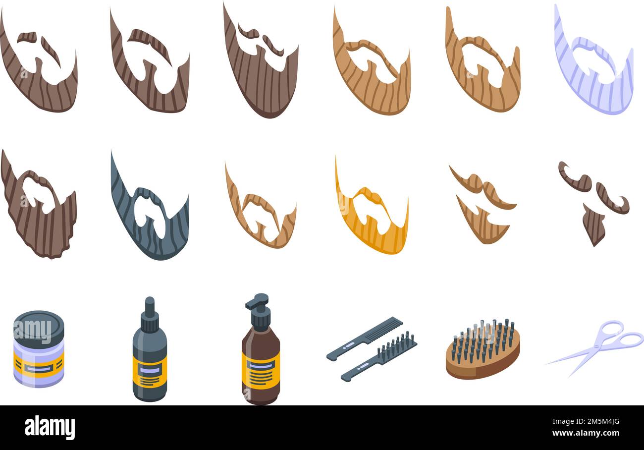Beard icons set isometric vector. Old man. Face hair Stock Vector Image ...