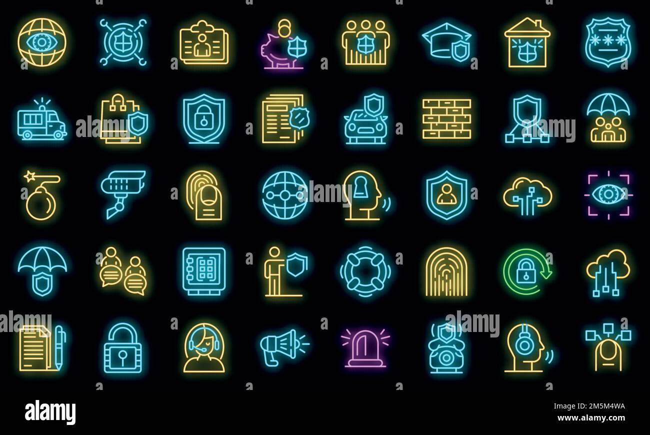 Security service icons set. Outline set of security service vector ...