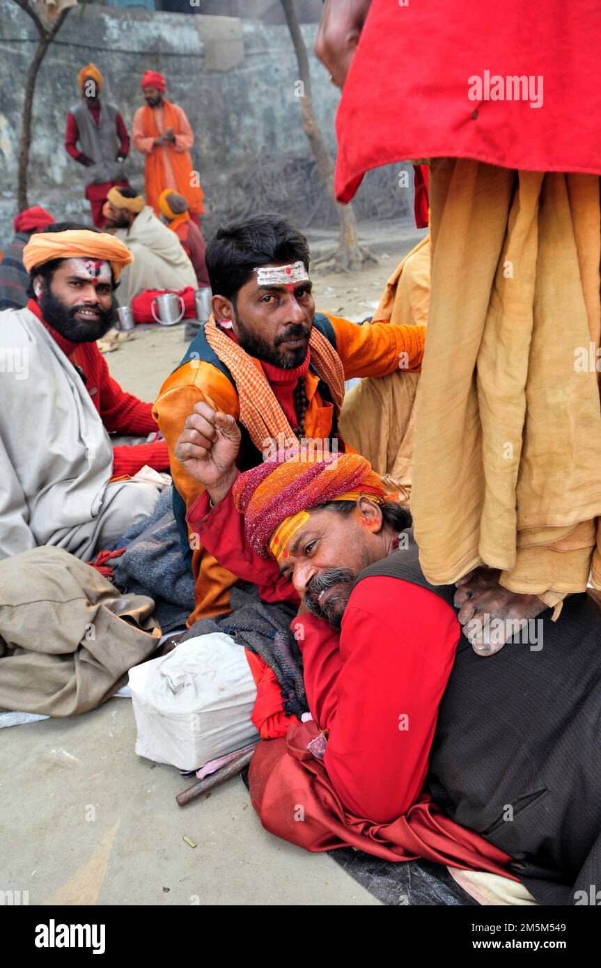 A Sadhu treating his fellow sadhu friend with Ashiatsu - walking on the ...