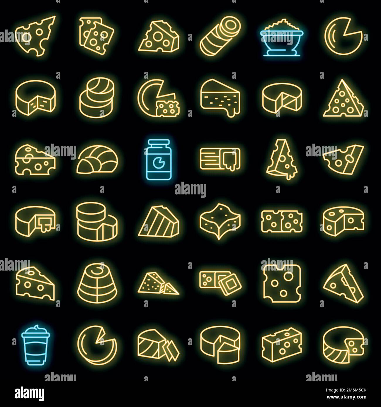 Cheese icons set. Outline set of cheese vector icons neon color on ... Cheese icons set. Outline set of cheese vector icons neon color on ...