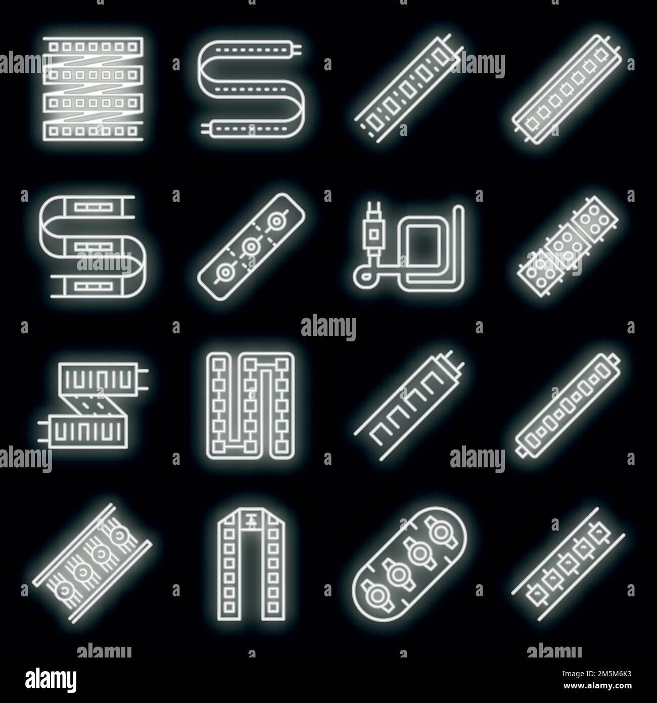 Led strip lights icons set. Outline set of led strip lights vector ...