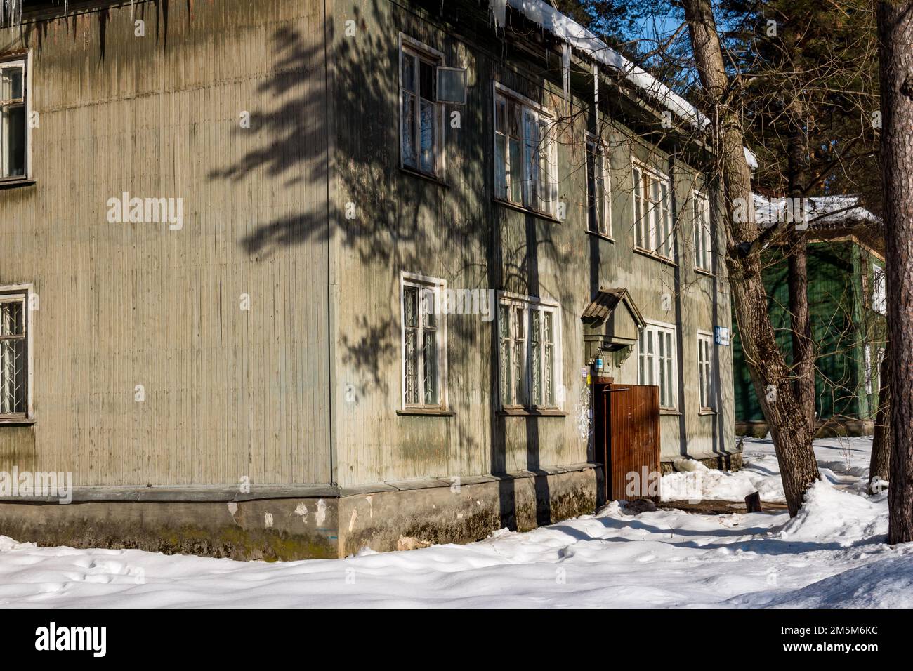Old two-story cobbled houses built in the Soviet period: Obninsk ...