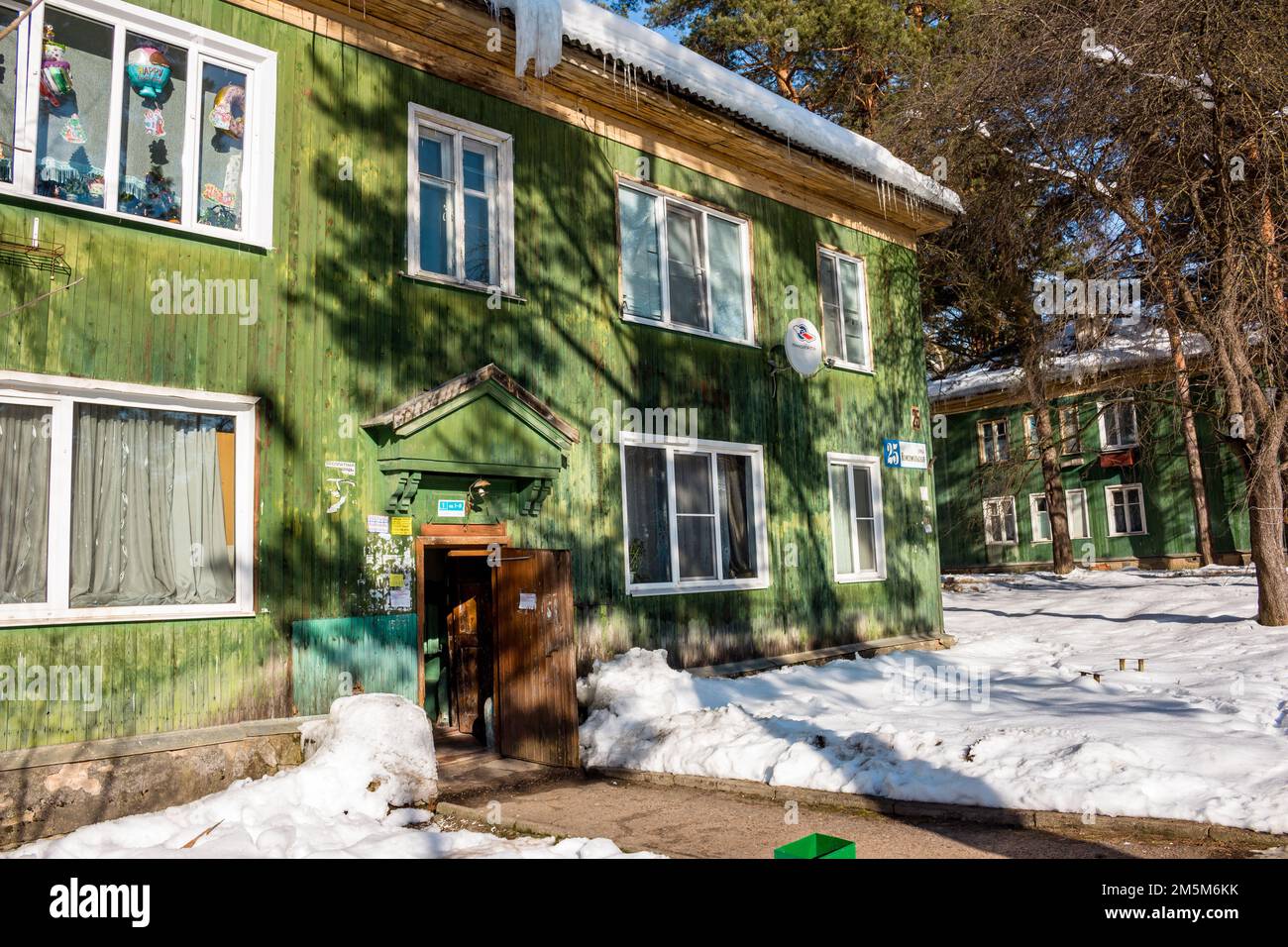 Old two-story cobbled houses built in the Soviet period: Obninsk ...