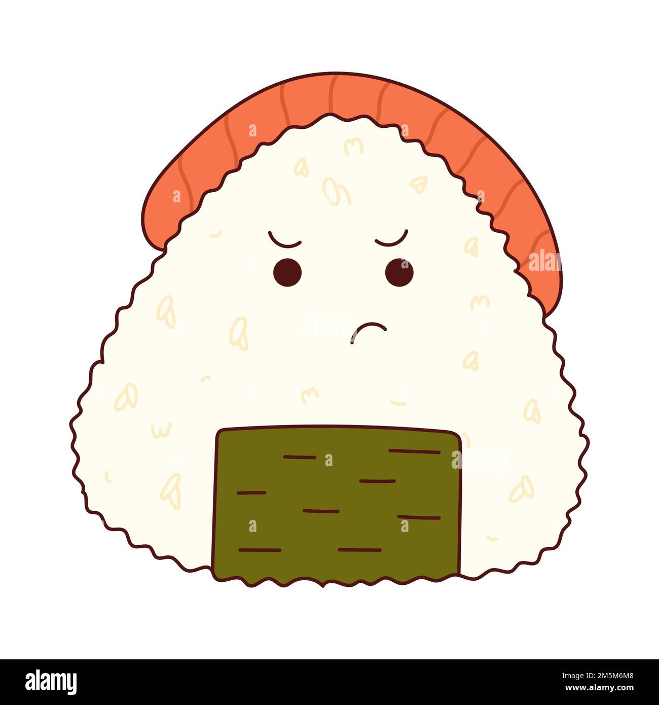 Traditional Japanese food. Asian cute onigiri with funny face. Vector ...