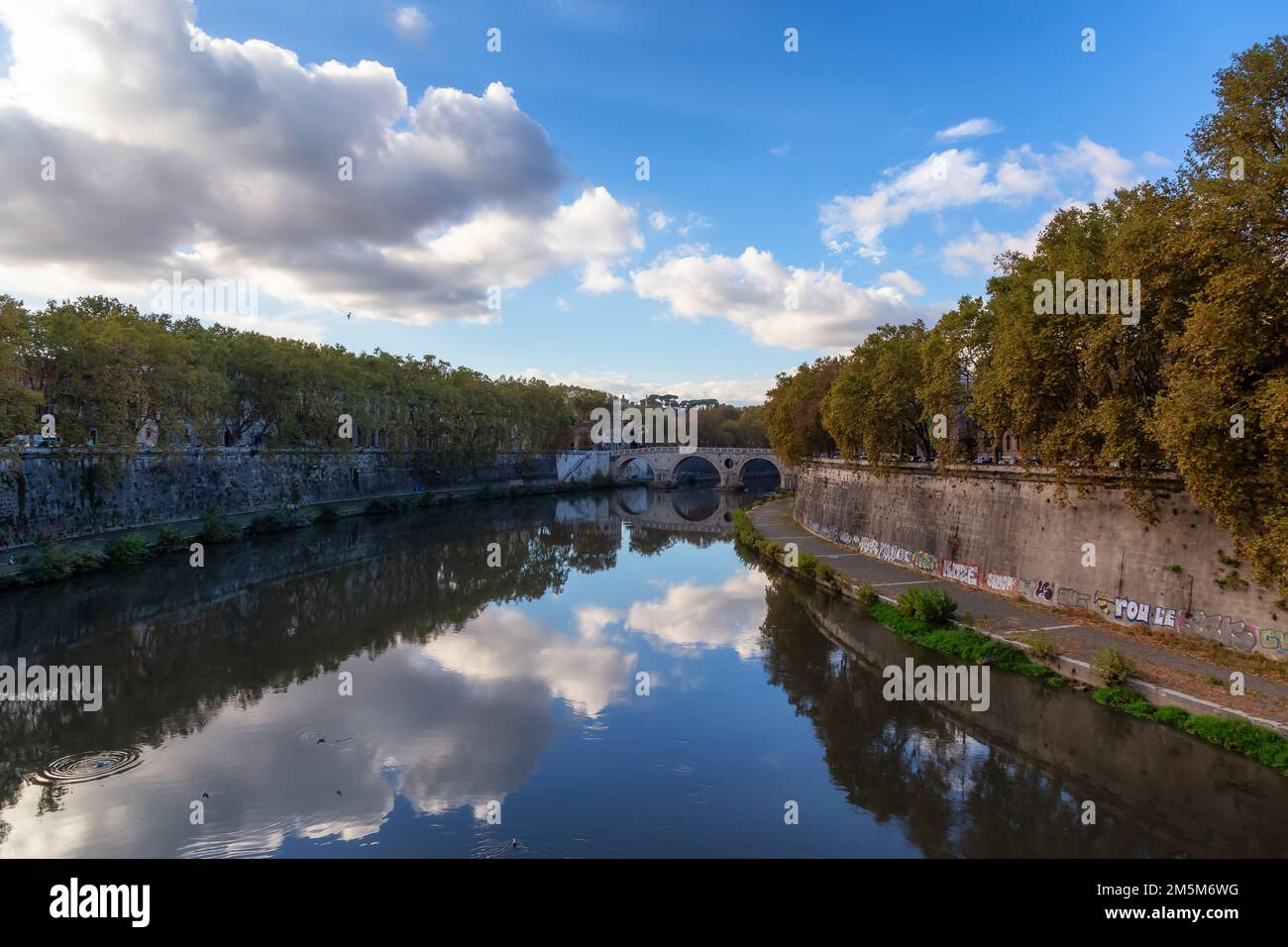 River Tiber and Bridge in a historic City, Rome, Italy Stock Photo - Alamy