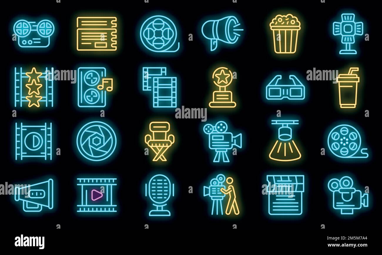 Cinematographer icons set. Outline set of cinematographer vector icons ...