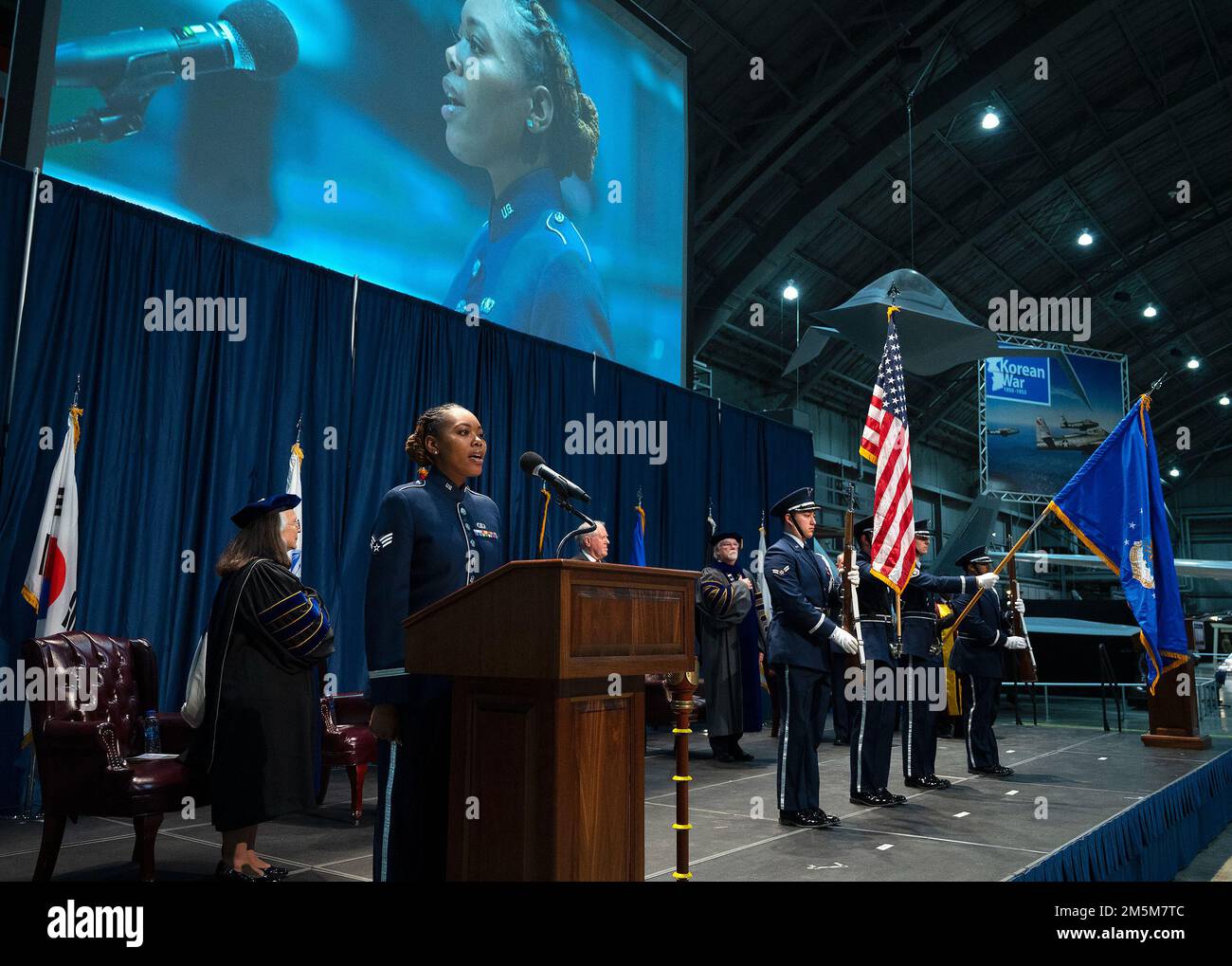 Senior Airman MeLan Smartt, Air Force Band of Flight soloist, sings the ...