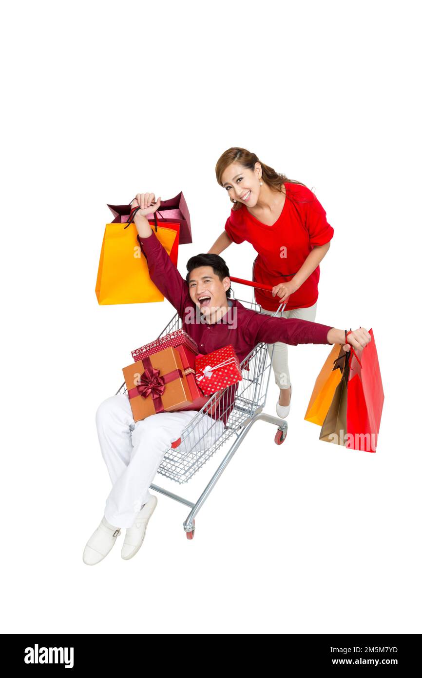 Shopping trolley gift boxes love hi-res stock photography and images ...