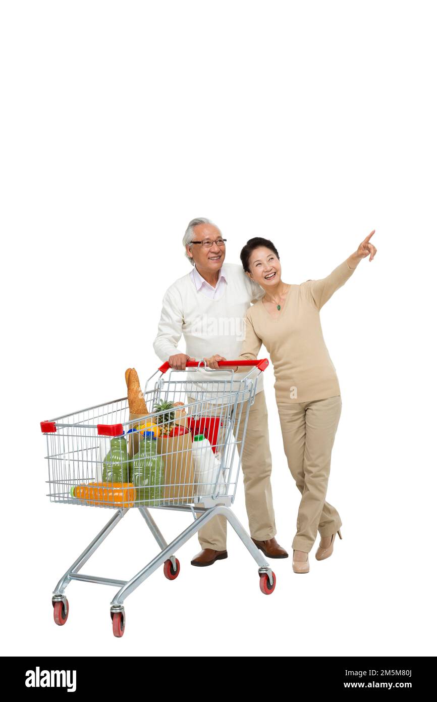 Shed old partner push cart shopping Stock Photo - Alamy