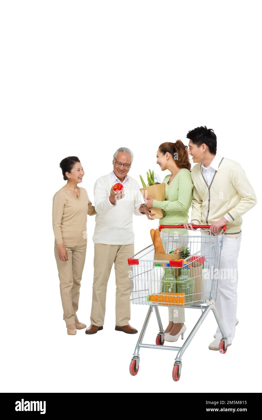 Shed family push cart shopping Stock Photo - Alamy