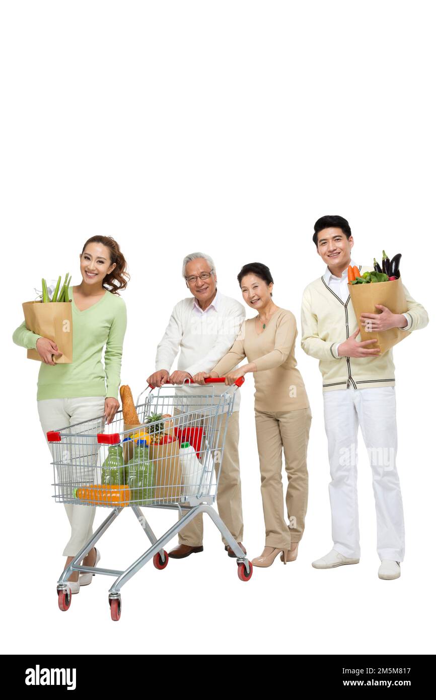 Shed family push cart shopping Stock Photo - Alamy