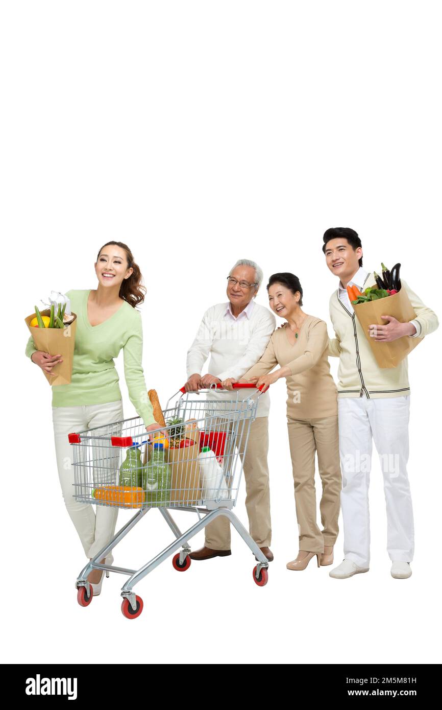 Shed family push cart shopping Stock Photo - Alamy