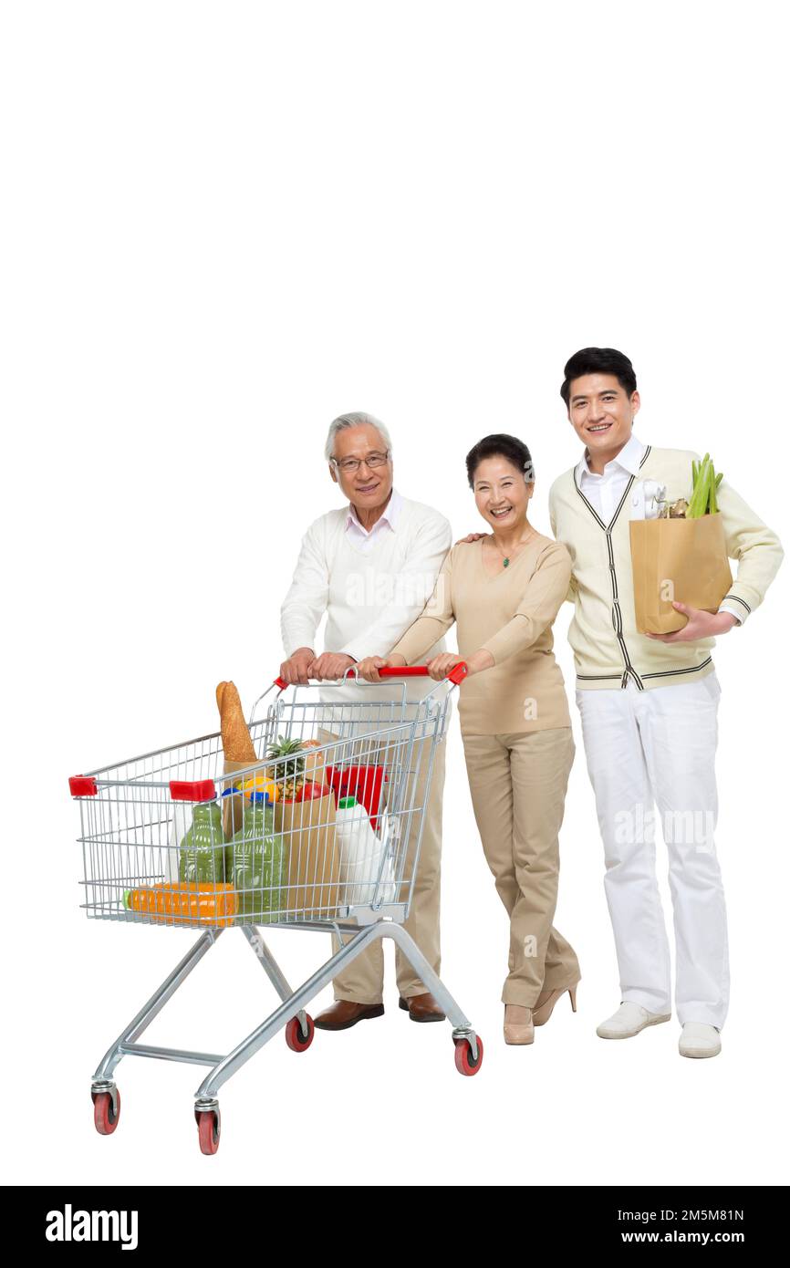 Shed family push cart shopping Stock Photo - Alamy