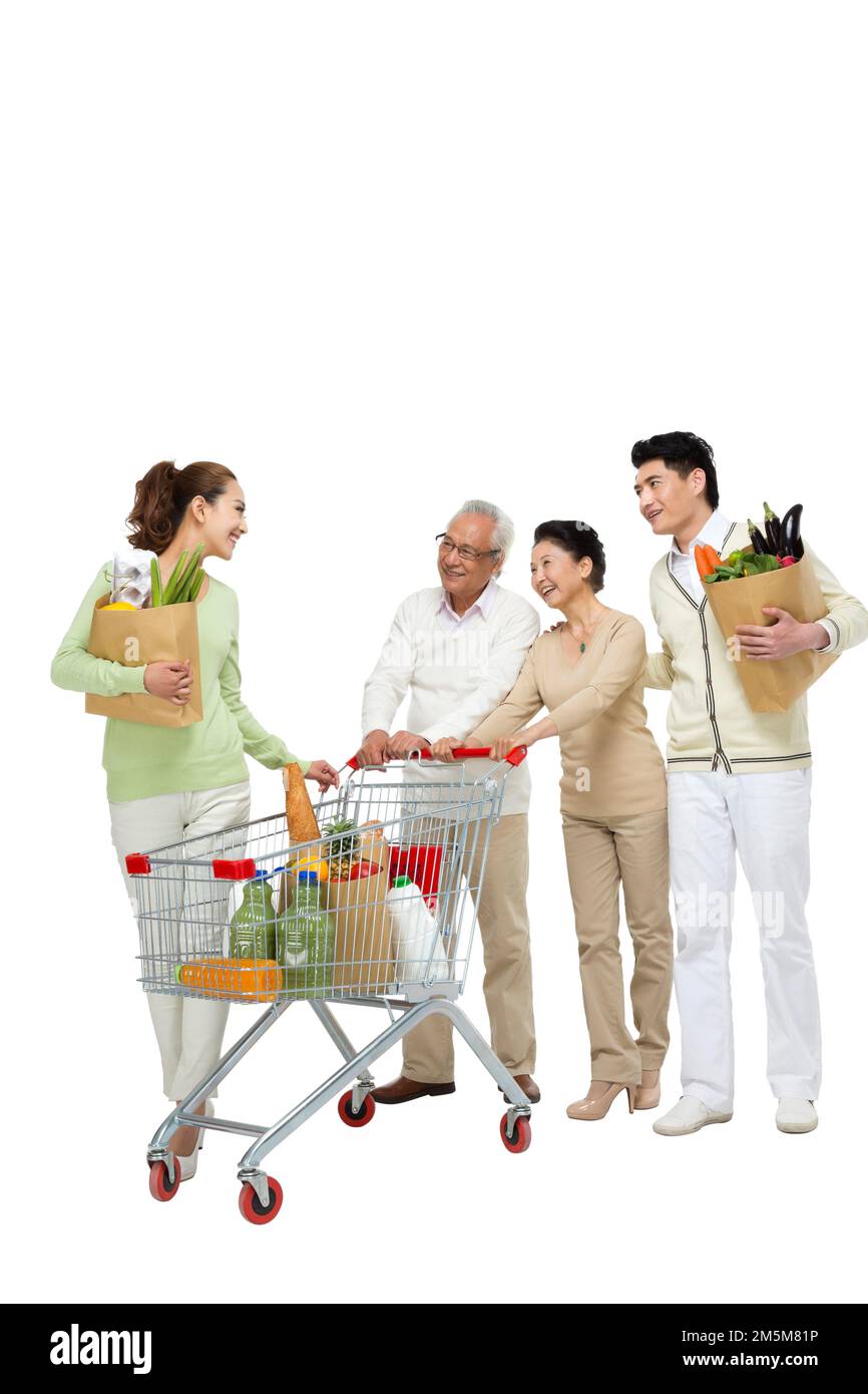 Shed family push cart shopping Stock Photo - Alamy