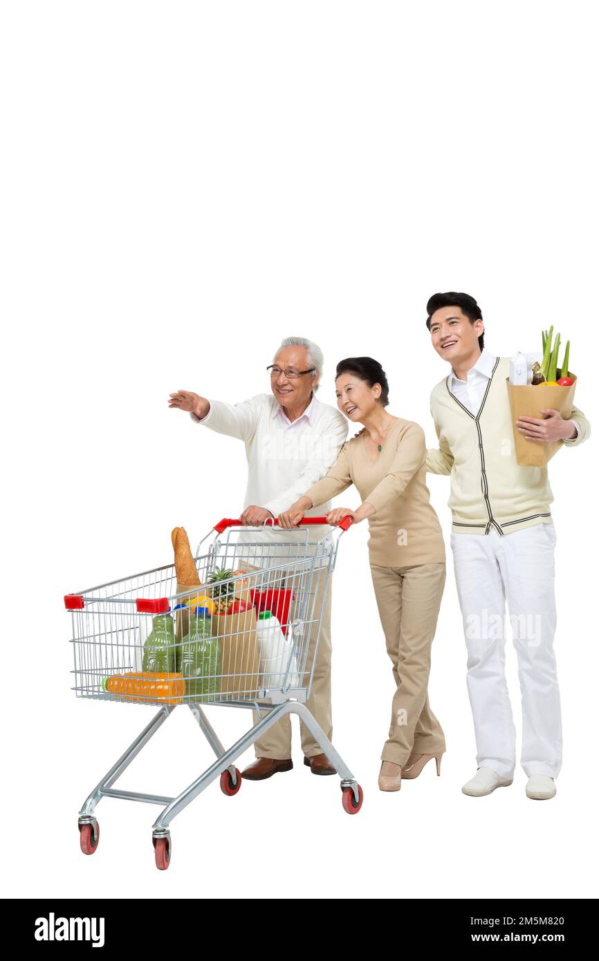 Shed family push cart shopping Stock Photo - Alamy