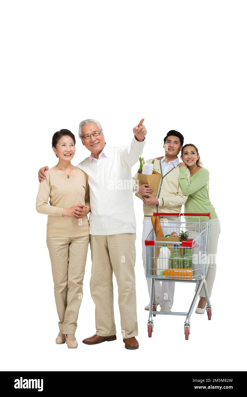 Shed family push cart shopping Stock Photo - Alamy