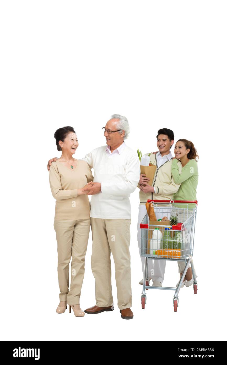 Shed family push cart shopping Stock Photo - Alamy