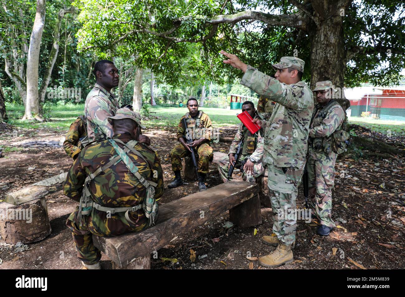 U.S. Army Soldiers from the 130th Engineer Brigade trains the Papua New ...