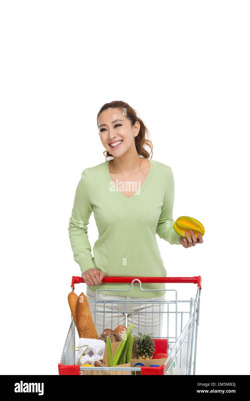 Take young lovers push cart shopping Stock Photo - Alamy