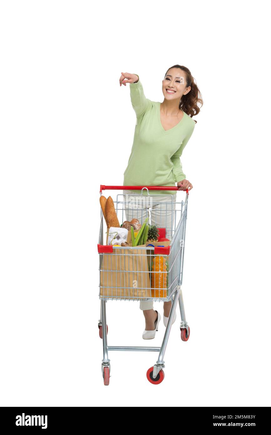 Take young lovers push cart shopping Stock Photo - Alamy