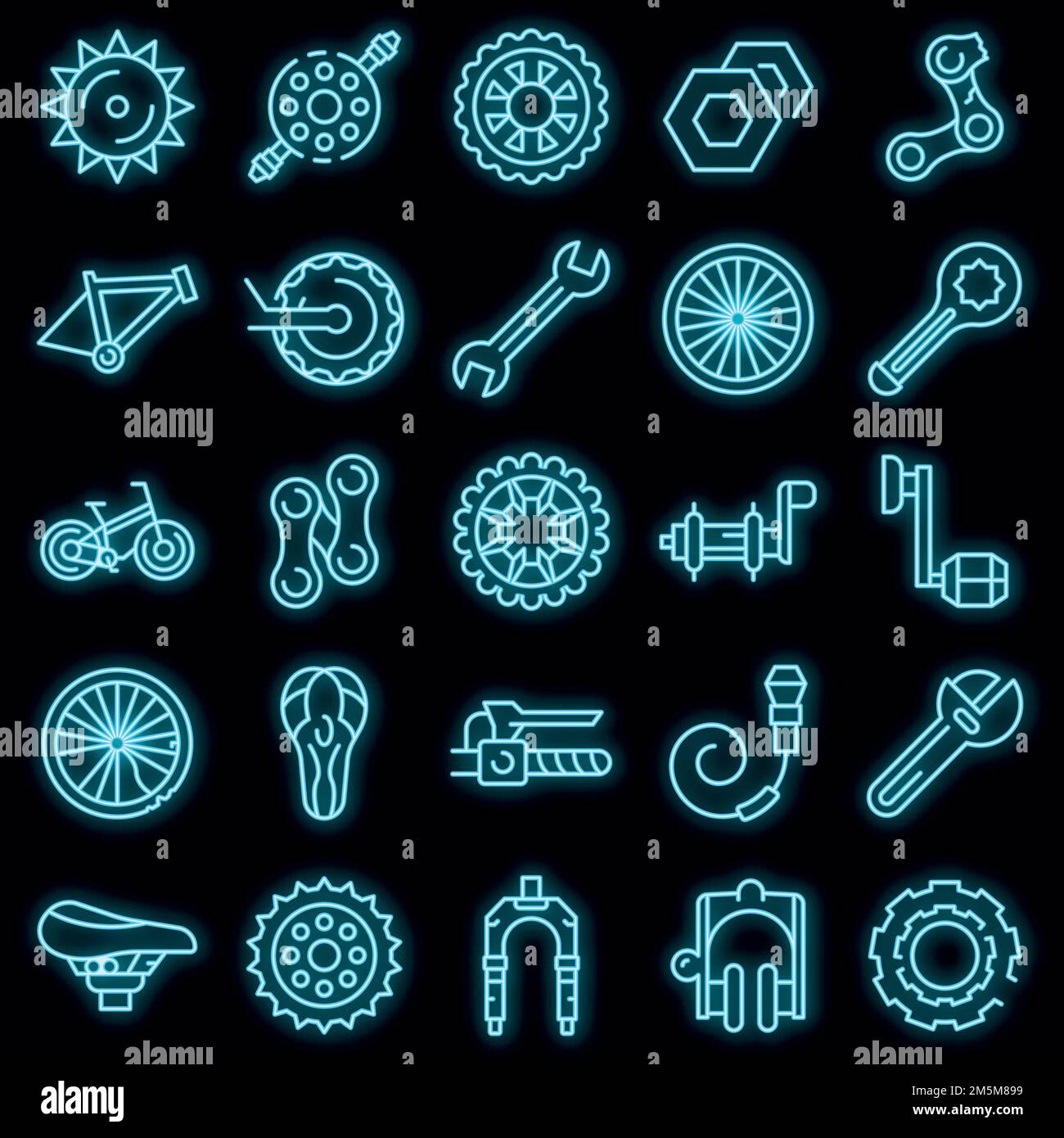 Bicycle repair icons set. Outline set of bicycle repair vector icons ...