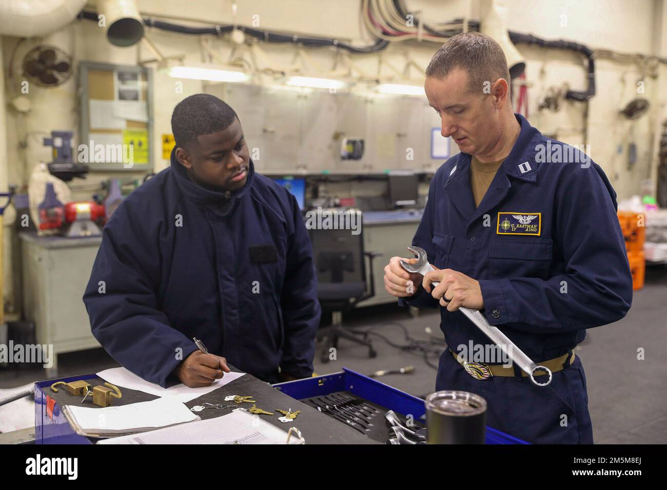 Aviation Machinist's Mate 3rd Class Othniel Terveus, left, from Fort ...