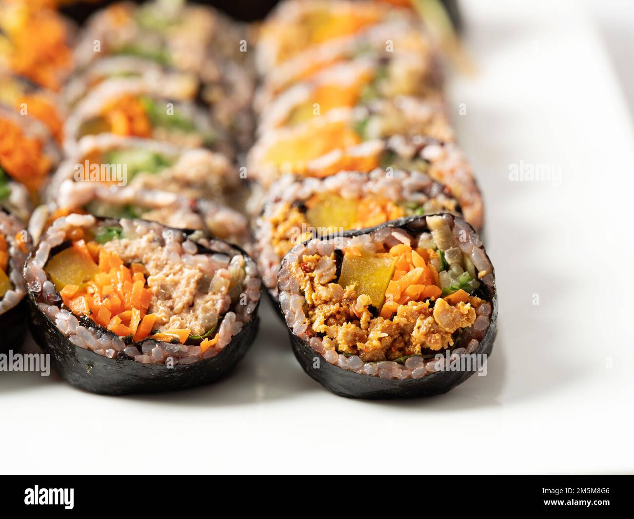 Gimbap, Korean rice roll dish Stock Photo - Alamy
