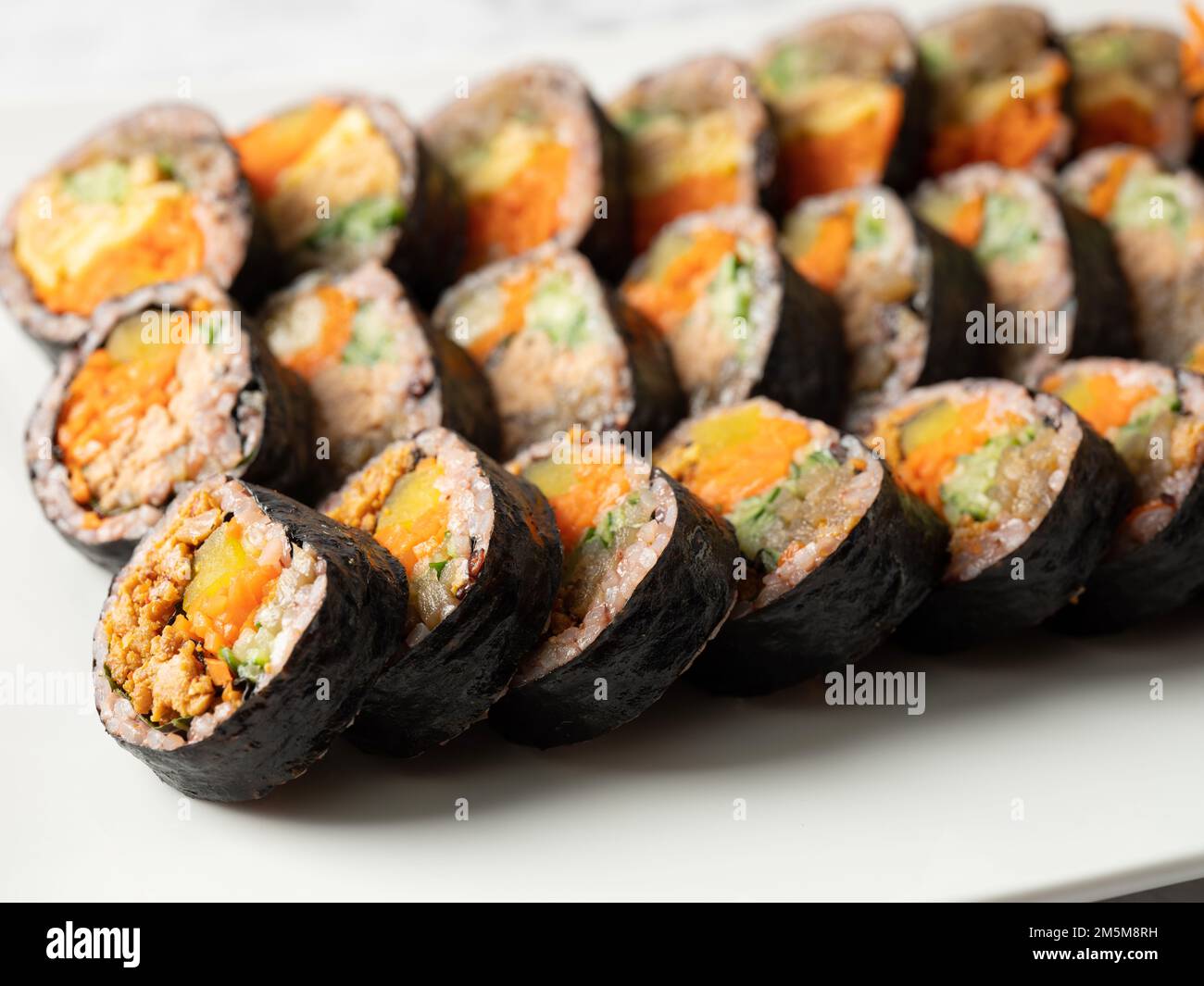 Gimbap, Korean rice roll dish Stock Photo - Alamy