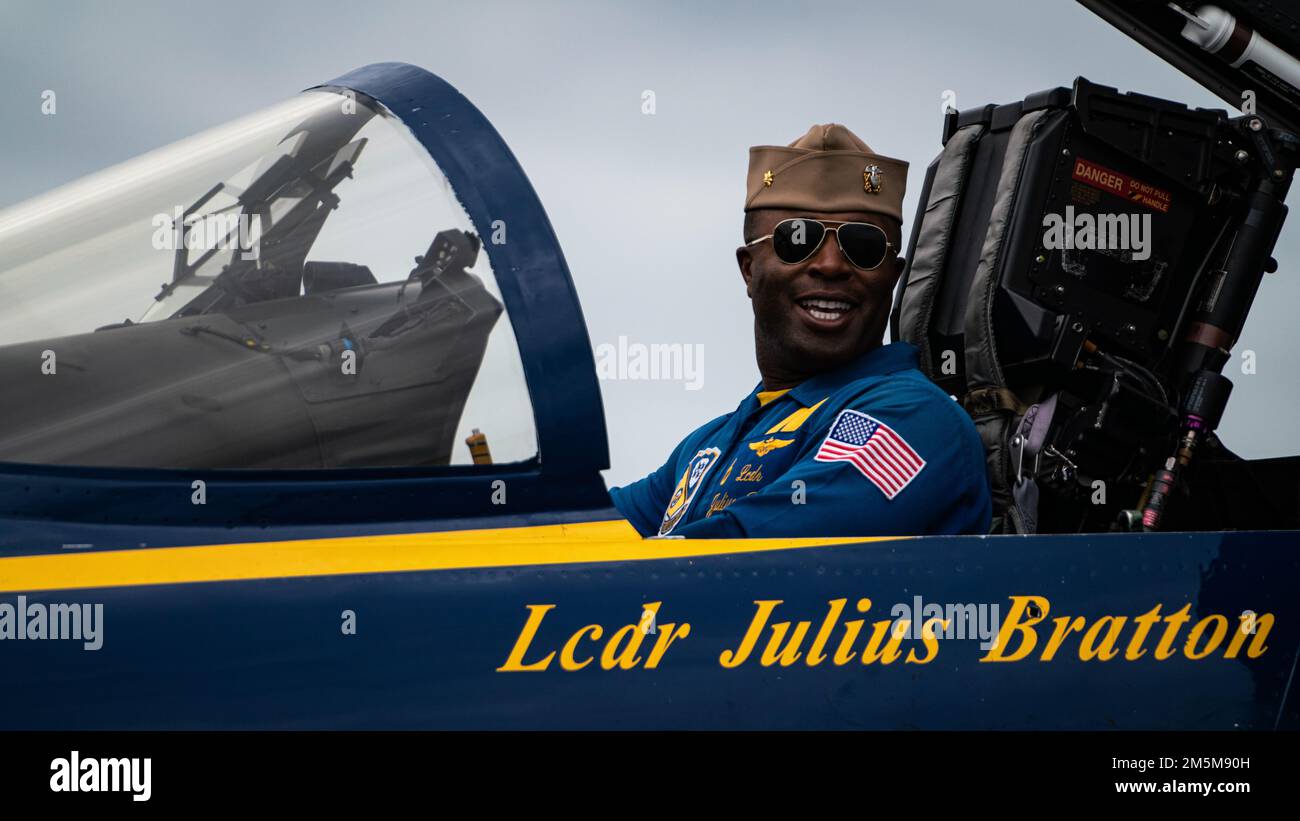 U.S. Navy Lt. Cmdr. Julius Bratton, Blue Angels pilot, arrives at ...