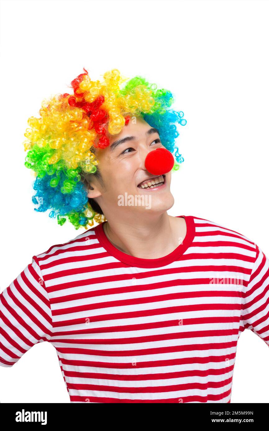 Shed happy funny clown Stock Photo - Alamy