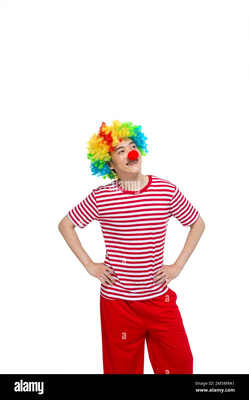 Shed happy funny clown Stock Photo - Alamy