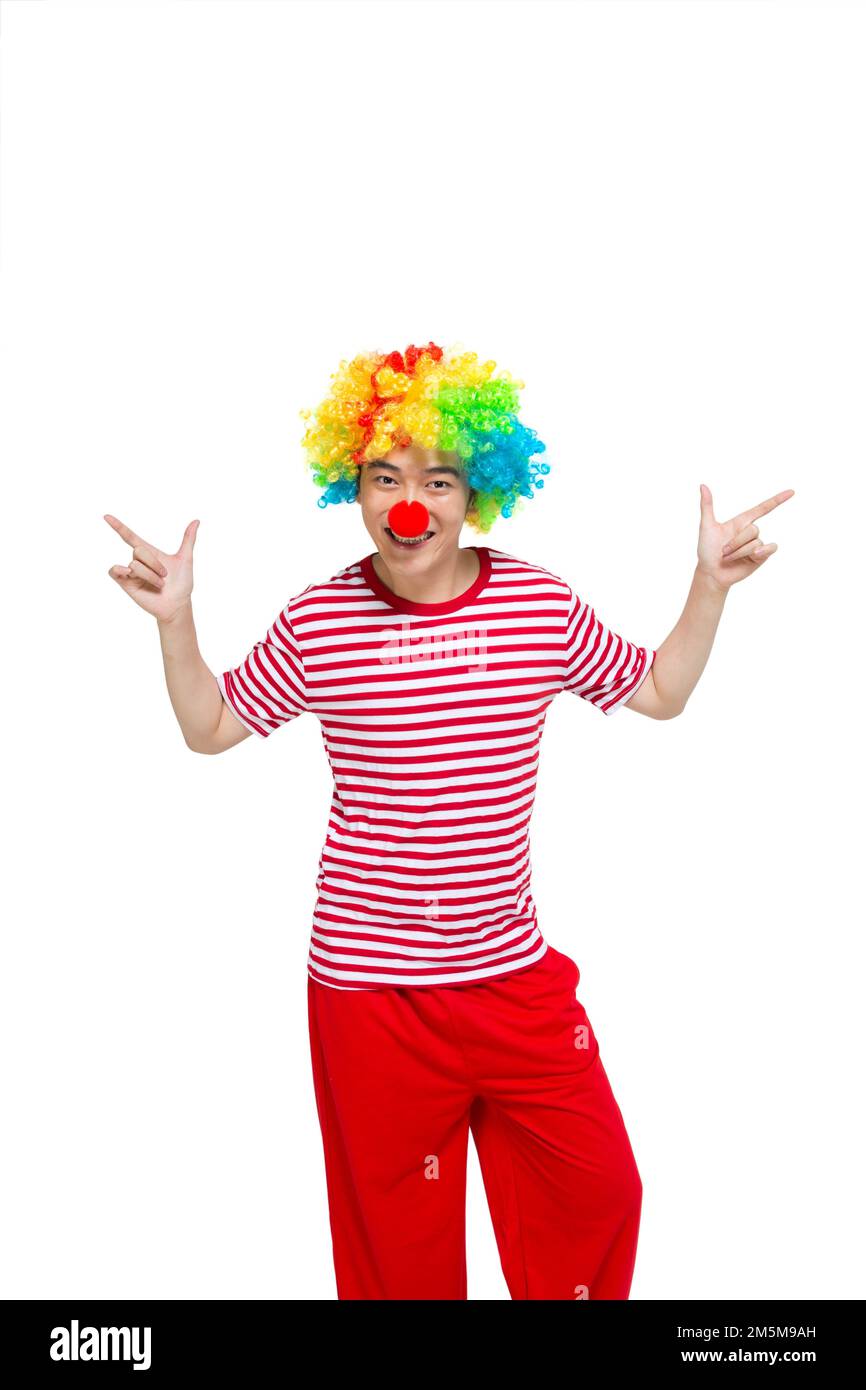 Shed happy funny clown Stock Photo - Alamy