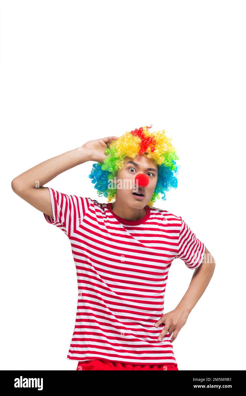Shed happy funny clown Stock Photo - Alamy
