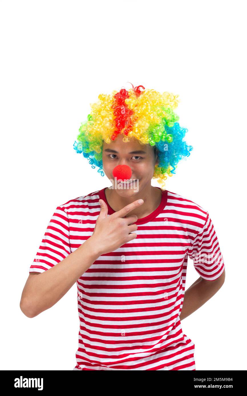 Shed happy funny clown Stock Photo - Alamy