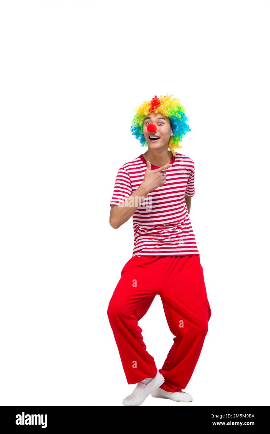 Shed happy funny clown Stock Photo - Alamy